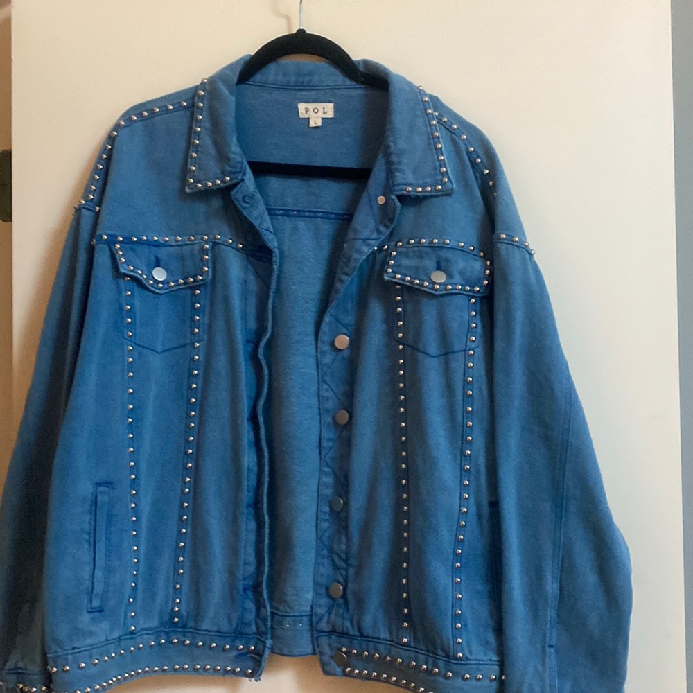 Pol Denim Jacket, Studded On Front And Back With Silv… - Gem